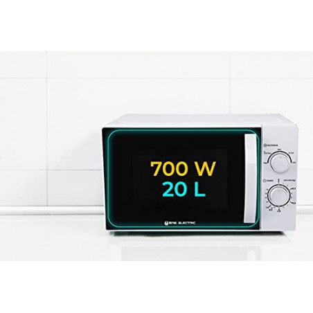 HORNO MICROONDAS BLANCO 20 LITROS CON GRILL 700 WATIOS ALTO 259 / ANCHO ...