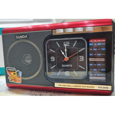 RADIO FM, AM USB, MICRO SD, BLUETOOTH, MP3, RELOJ Y LINTERNA SANDA SD-4014